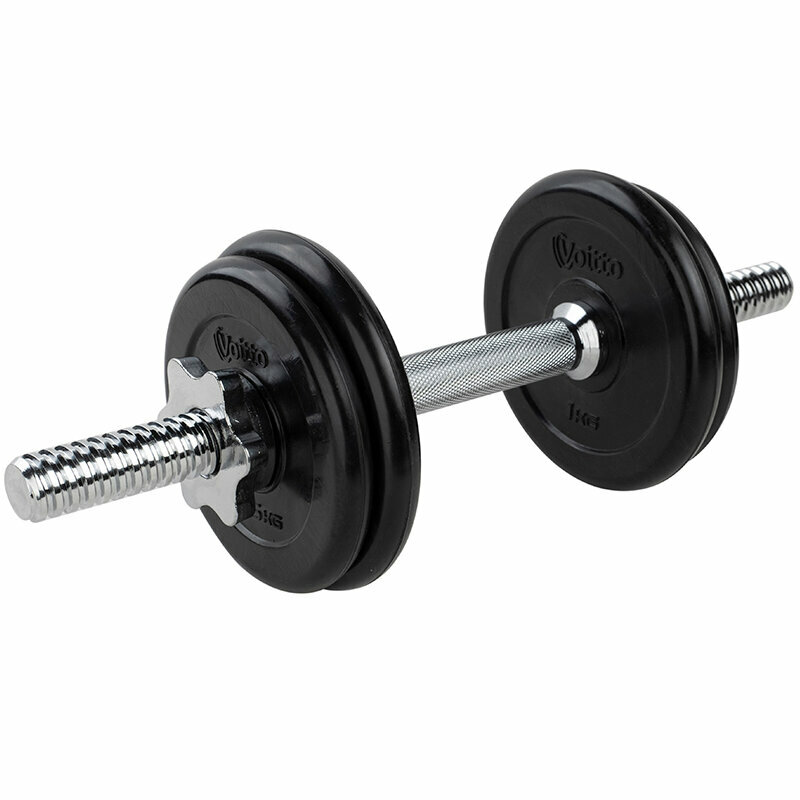 Гантель разборная обрезиненная 5,5 кг Voitto V-307 - d31, Комплектация №1 с железной ручкой