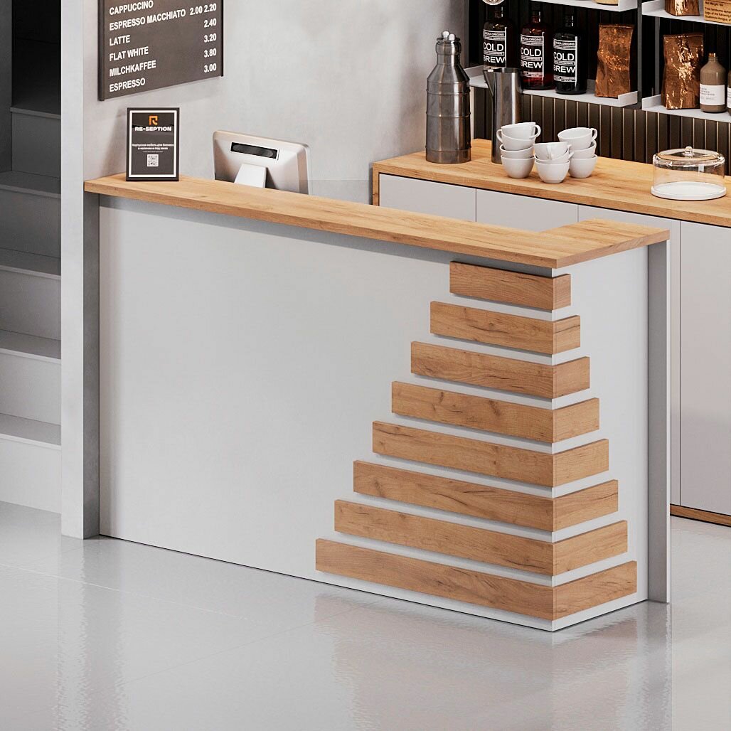 Барная стойка "Гикори" Белый / Дуб Вотан/ 1200х600х1200, Без Подсветки