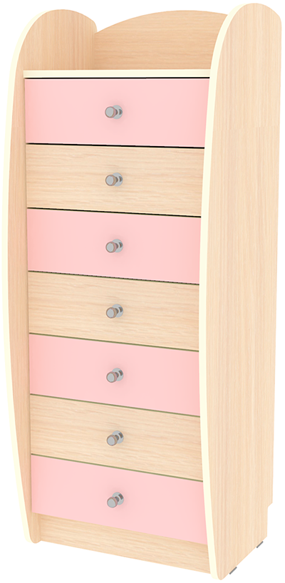 Комод Высокий Малыш Дуб Молочный Розовый
