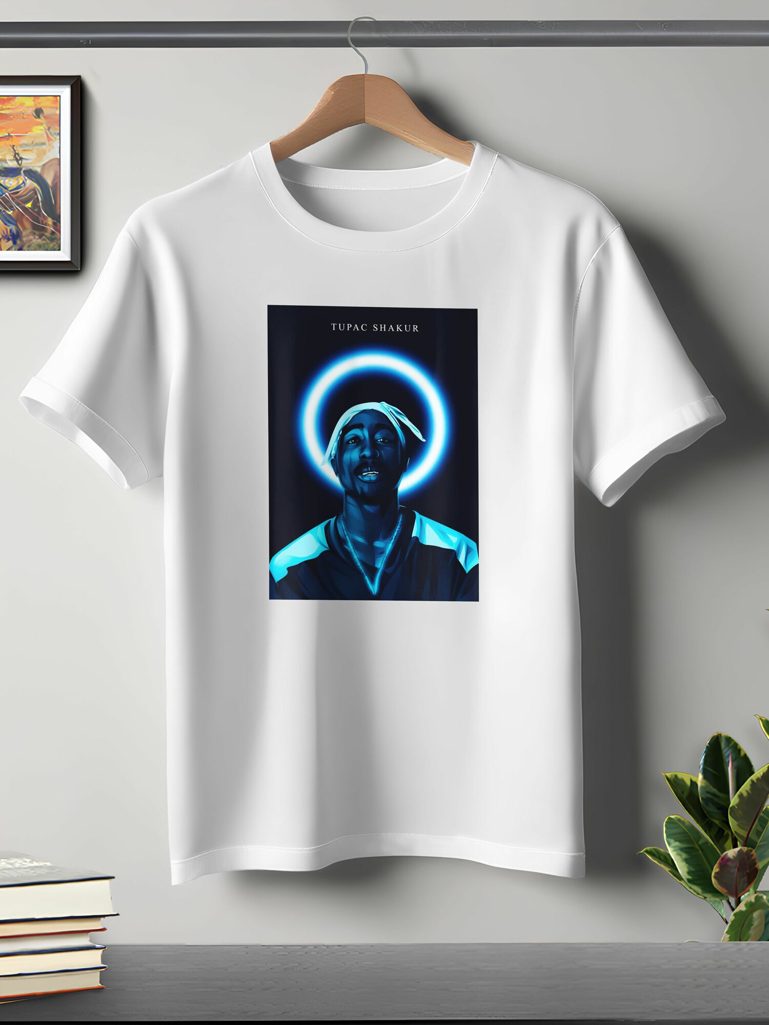 Футболка ONEQ унисекс 46-48 (M) размер с принтом Tupac, белая