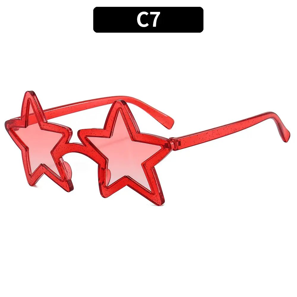 1 шт, солнцезащитные очки в форме звезды, блестящие летние пляжные вечерние солнцезащитные очки для женщин, солнцезащитные очки, очки с пентаграммой Красный, C7