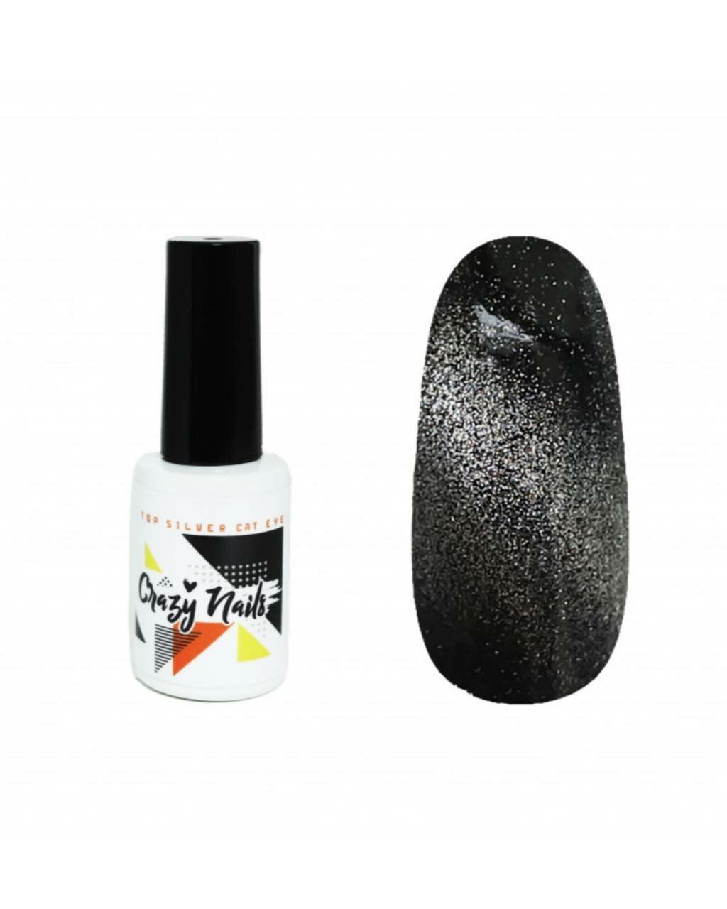 Top Crazy Nails, Silver Cat Eye, топ серебряный с эффектом "Кошачий глаз", без липкого слоя.