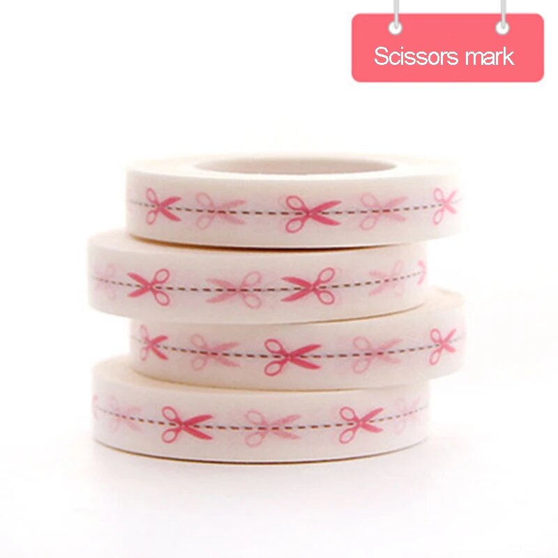 Розовый Washitape с Scissors mark, 10 м