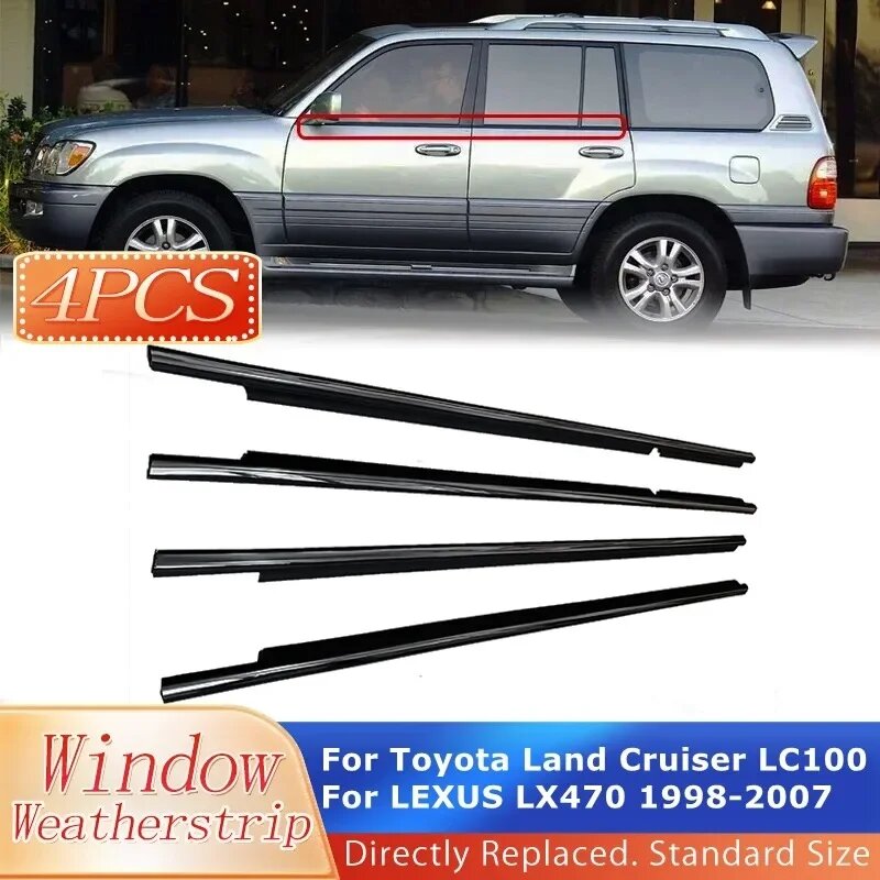 Уплотнители окон для Toyota Land Cruiser LC100 для LEXUS LX470 1998-2007, стекло боковой двери, хромированная отделка, уплотнительные ремни, литье