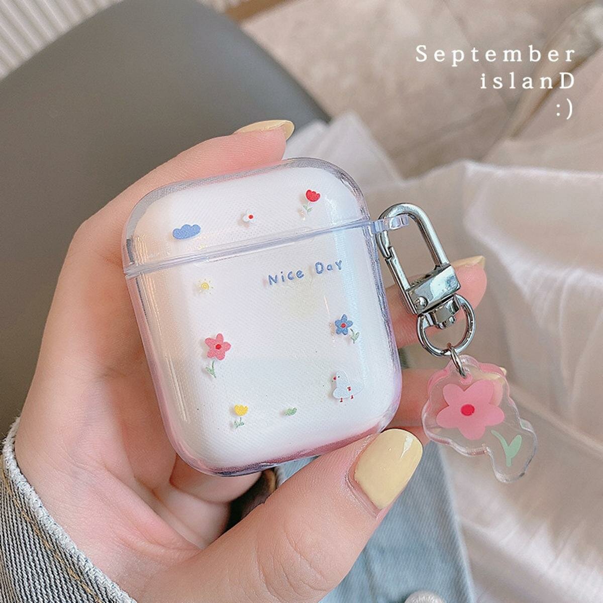 Милый чехол для наушников с цветком для AirPods 1 2 Pro, прозрачный чехол из термополиуретана Air pods 3, зарядное устро