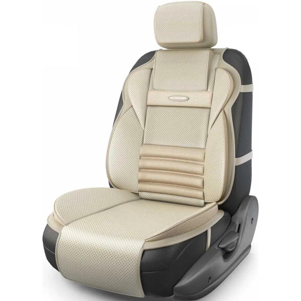 Накидка массажная эко-кожа бежевый "AUTOPROFI" (ортопедическая, 6 упоров, 3 предмета)