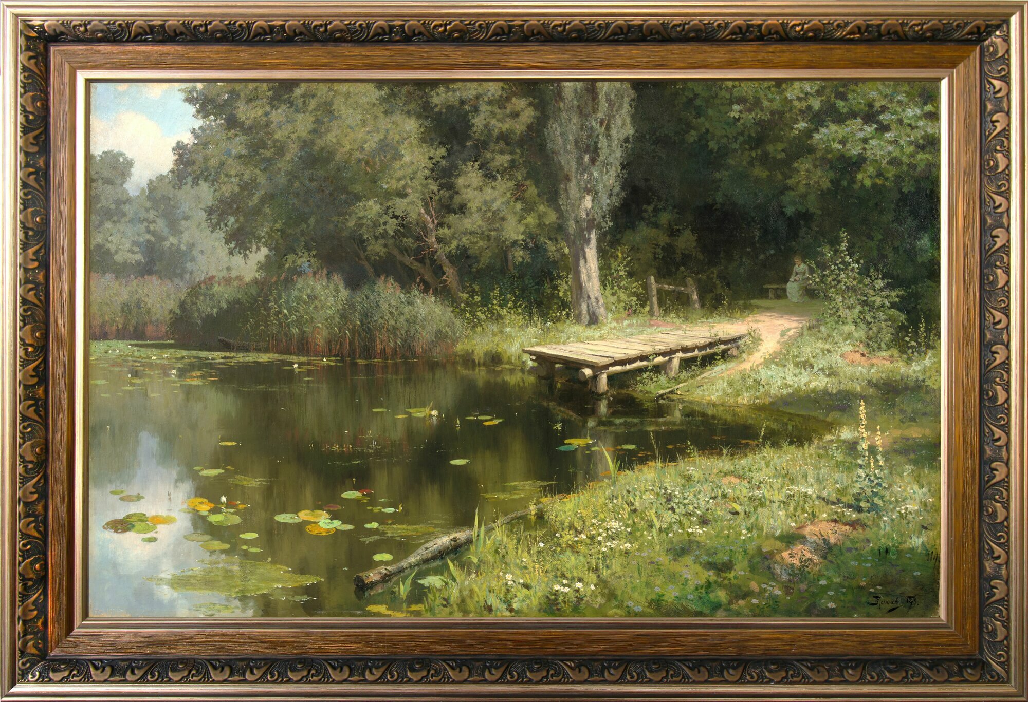 Репродукция картины В. Д. Поленов "Заросший пруд" 70х48