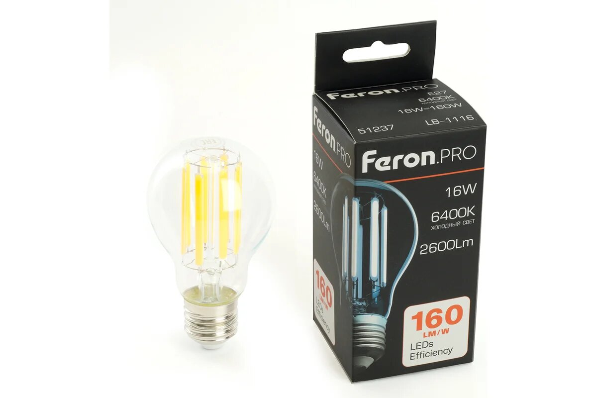 FERON . PRO LB-1116 Шар E27 LED лампа 16W 175-265V 6400K, светодиодная осветительная лампа