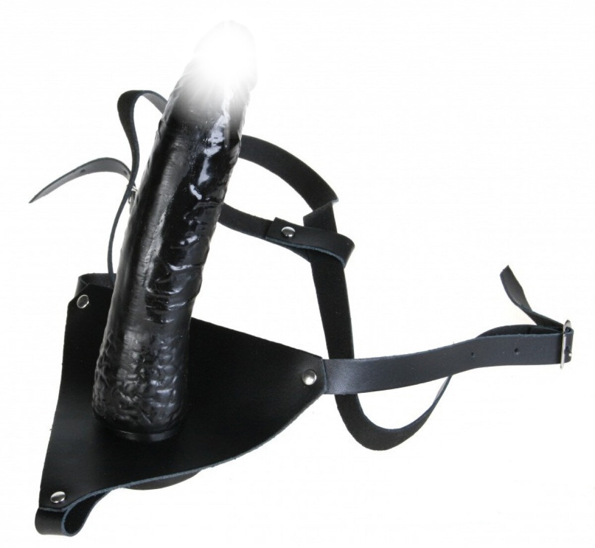 Черный страпон Leather Strap-On, pipedream-3350-23