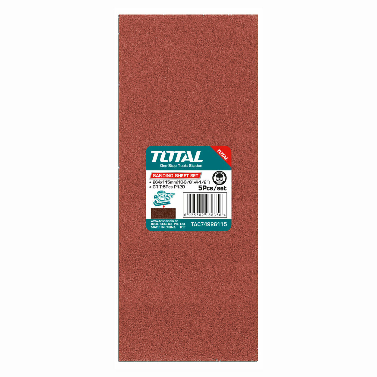Набор шлифовальных листов P120 264х115мм 5 шт. TOTAL TAC74926115