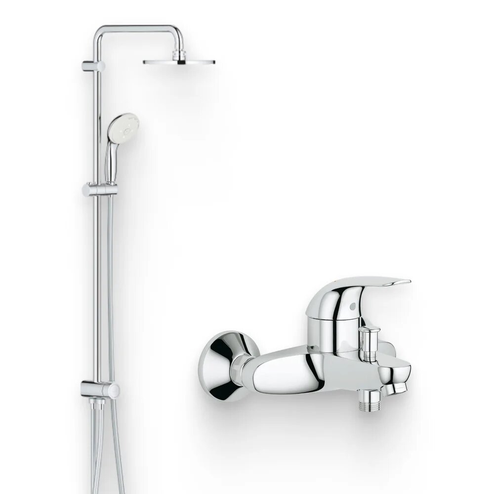 Душевой комплект Смеситель Grohe Euroeco 32743000 / Стойка New Tempesta Rustic 26452001