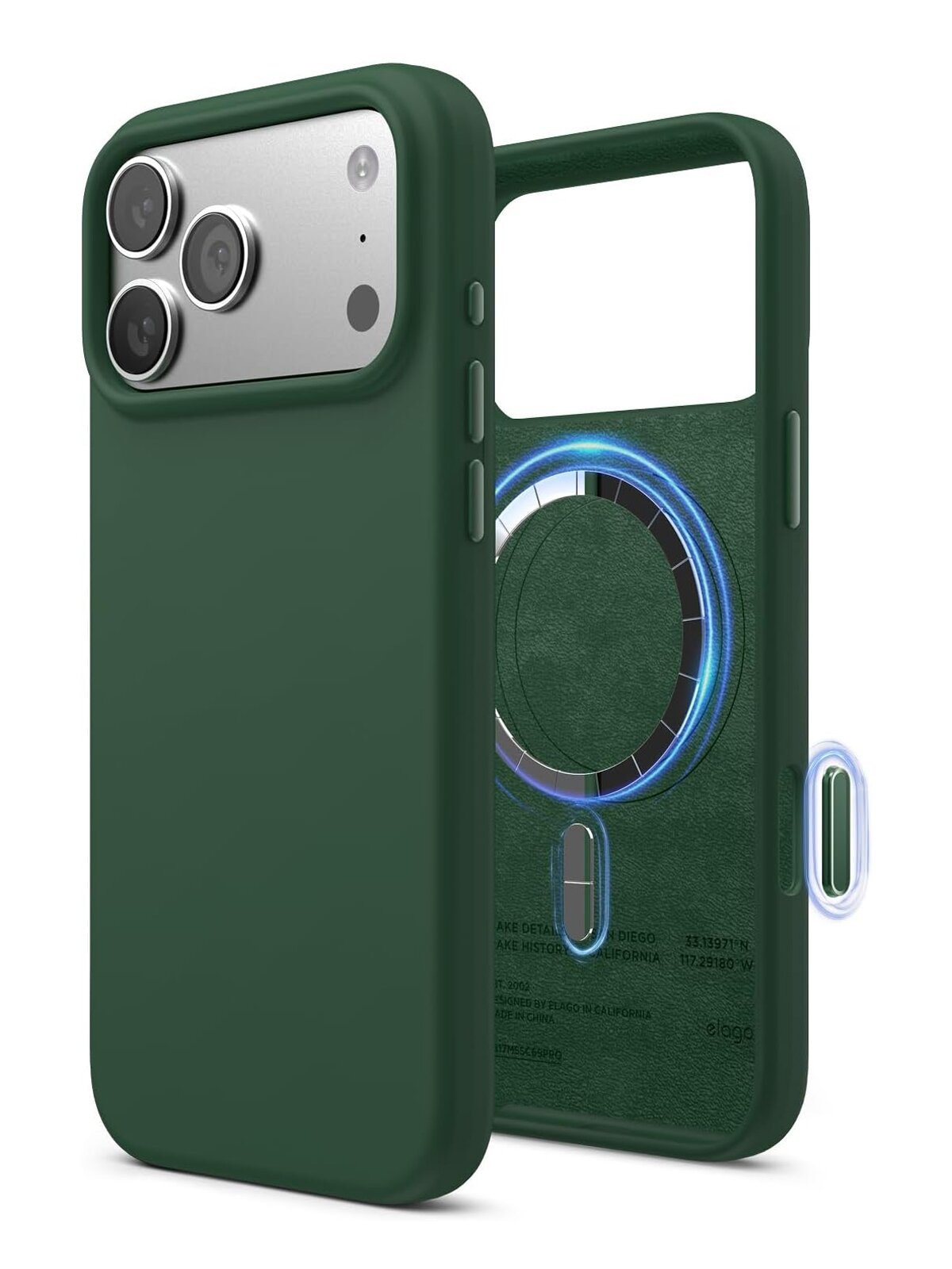 Elago силиконовый чехол для iPhone 17 Pro Max, Magnetic Silicone Alpine Green (MagSafe)