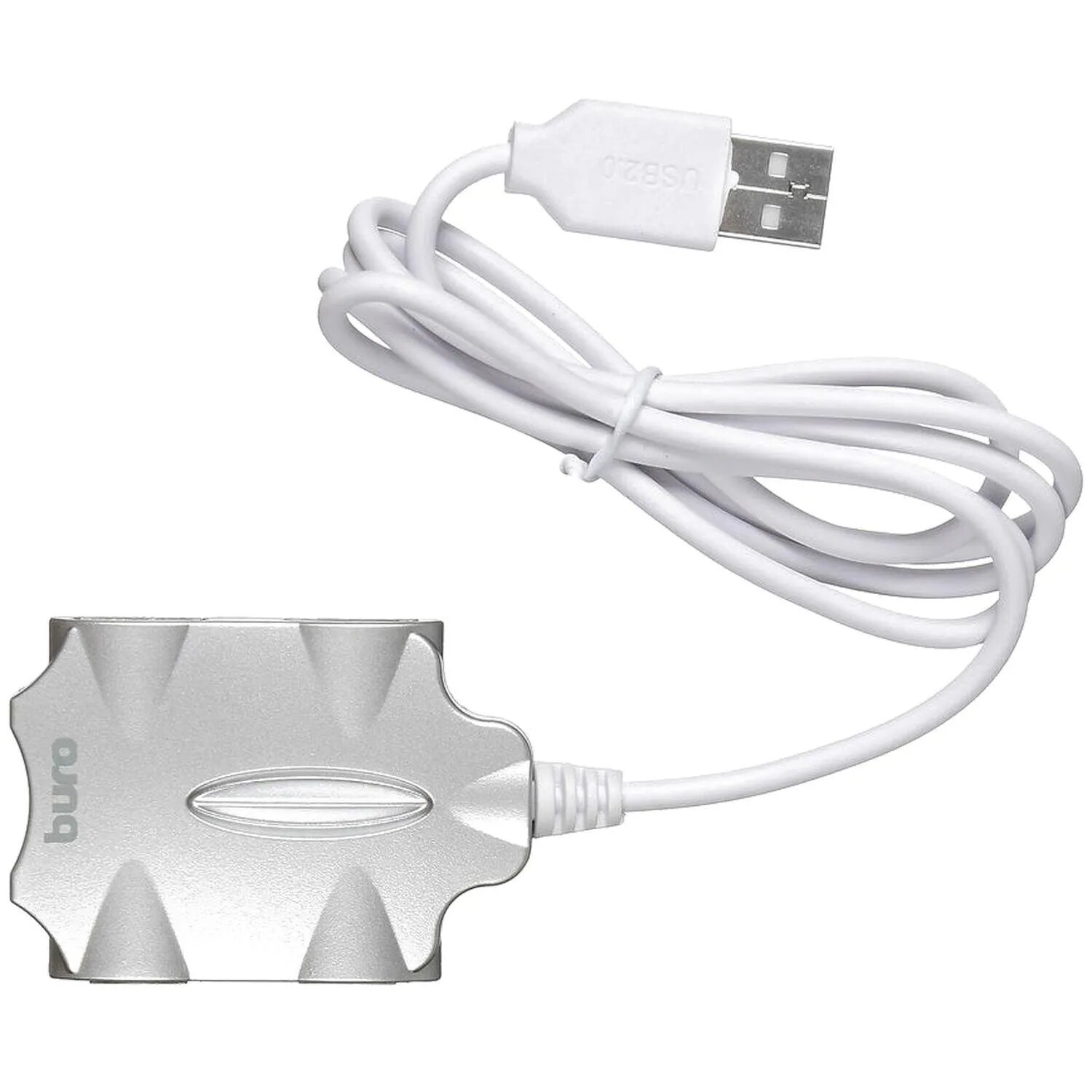 Разветвитель USB 2.0 Buro BU-HUB4-0.5-U2.0-Candy 4порт. серебристый