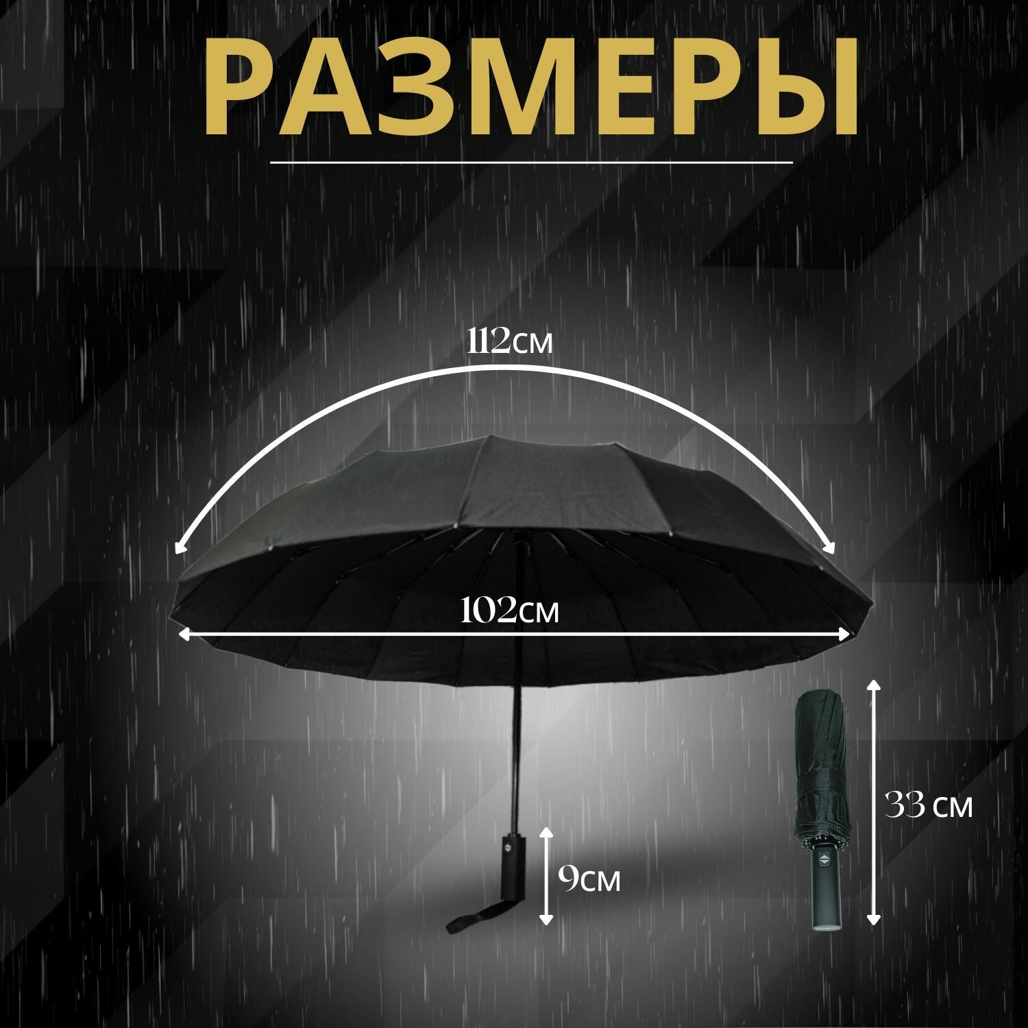 Зонт , черный — фото 1