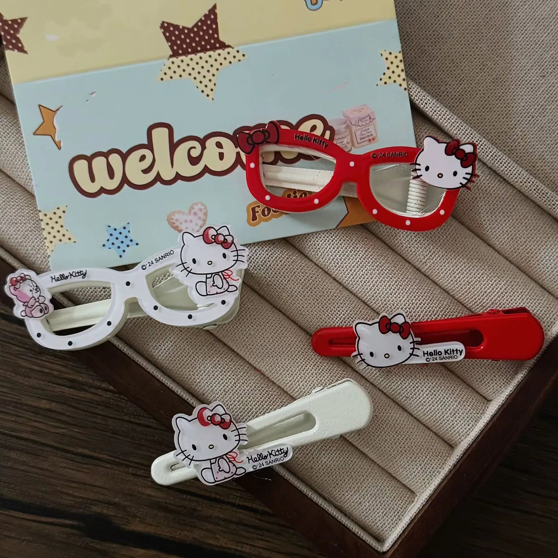 Sanrio Hellokitty стиль акриловые очки кошачья заколка для волос японский милый стиль девушки боковая заколка в виде утконоса заколка для волос заколка для волос