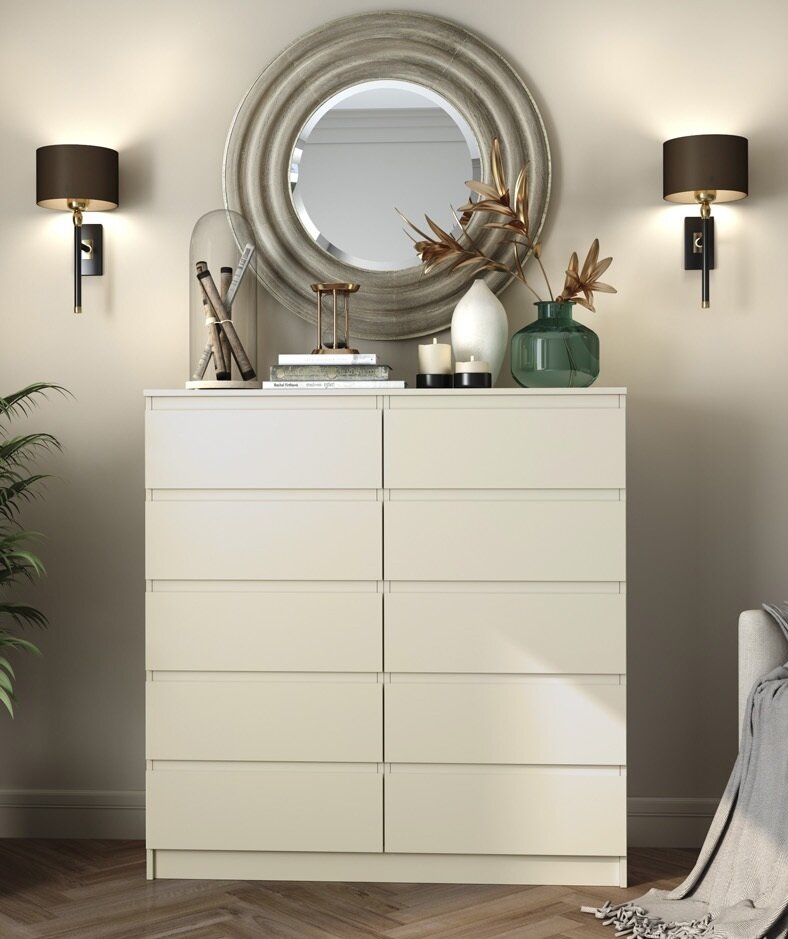 МС Мадера Комод К10М 1200*1226*420 кашемир (для одежды, под телевизор, с ящиками, большой)