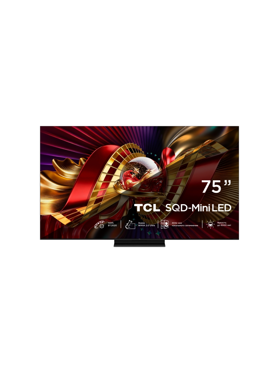 Телевизор TCL 75C8L 75" QLED, 4K Ultra HD, черный, смарт ТВ, Google TV