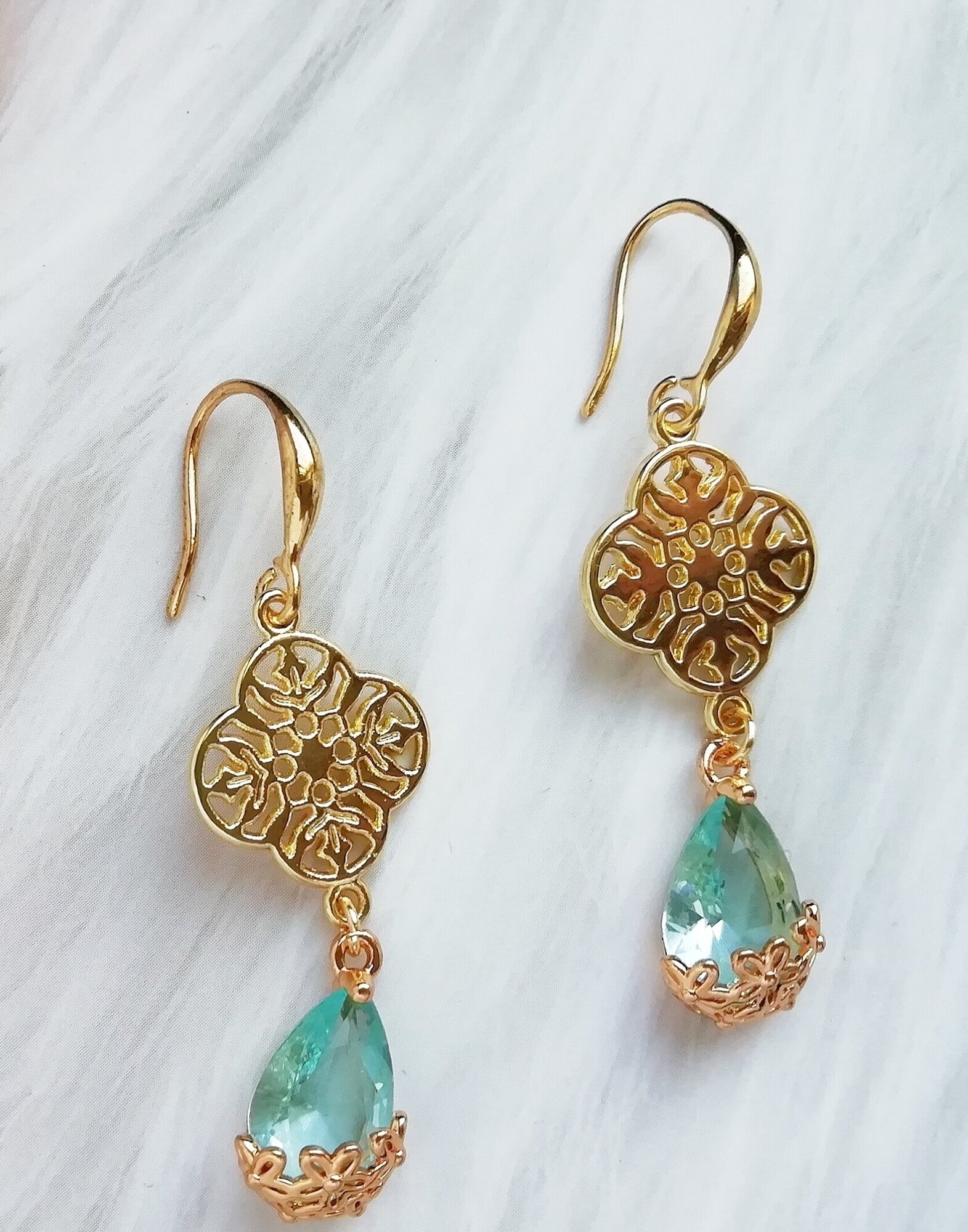 Серьги с подвесками, циркон