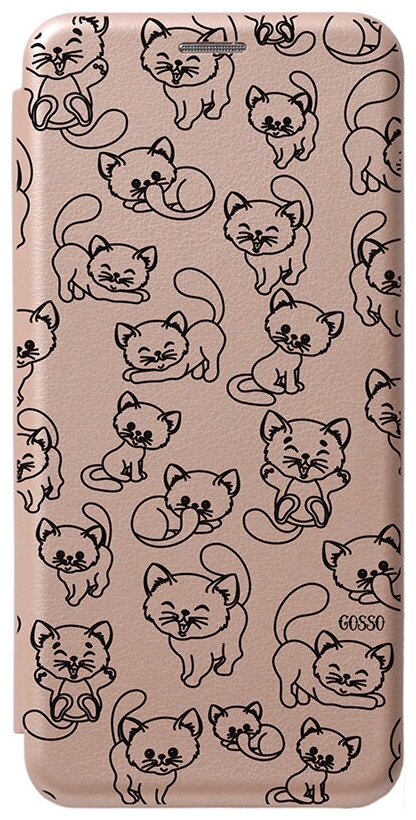 Чехол-книжка на Realme 10 4G, Рилми 10 4Г с 3D принтом "Cute Kitties" золотой