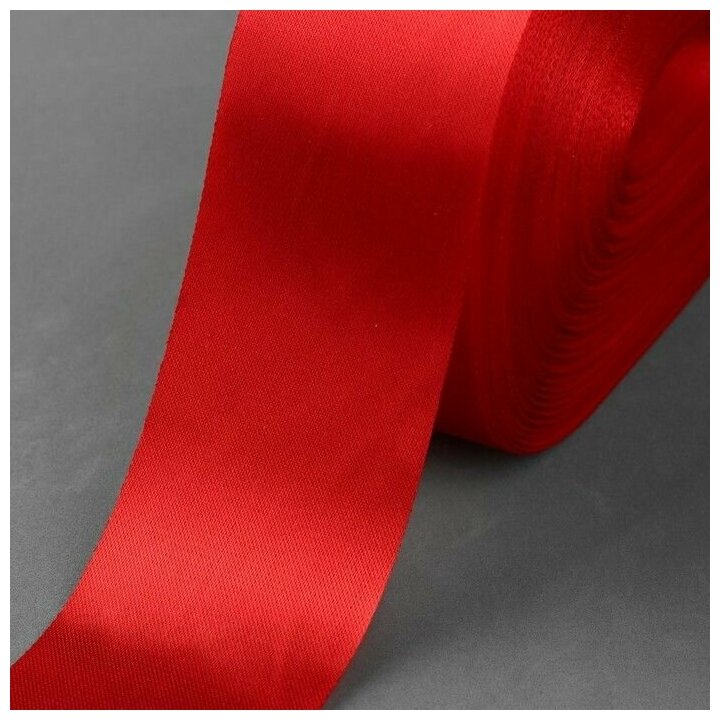 Лента атласная, 50 мм x 100 м, цвет красный