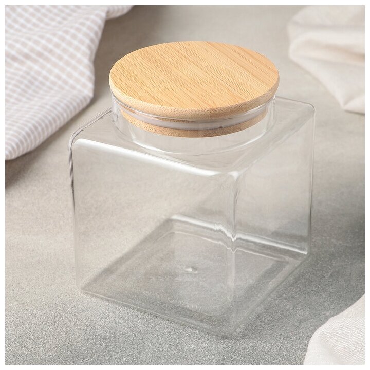 Банка для сыпучих продуктов Magistro «Эко», 1.3 л, 11×14 см, с бамбуковой крышкой, стекло