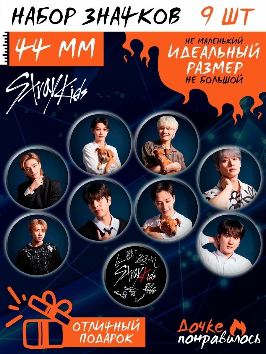 Значки на рюкзак Stray Kids k-pop набор