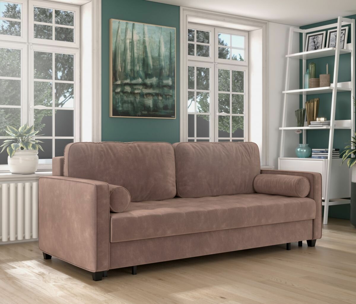 Диван прямой Шеффилд светло-коричневый