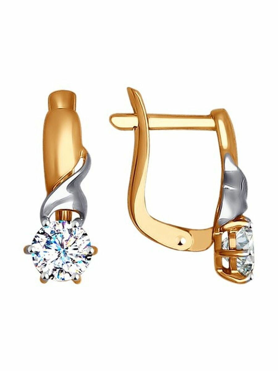 Серьги, красное золото, 375 проба, фианит