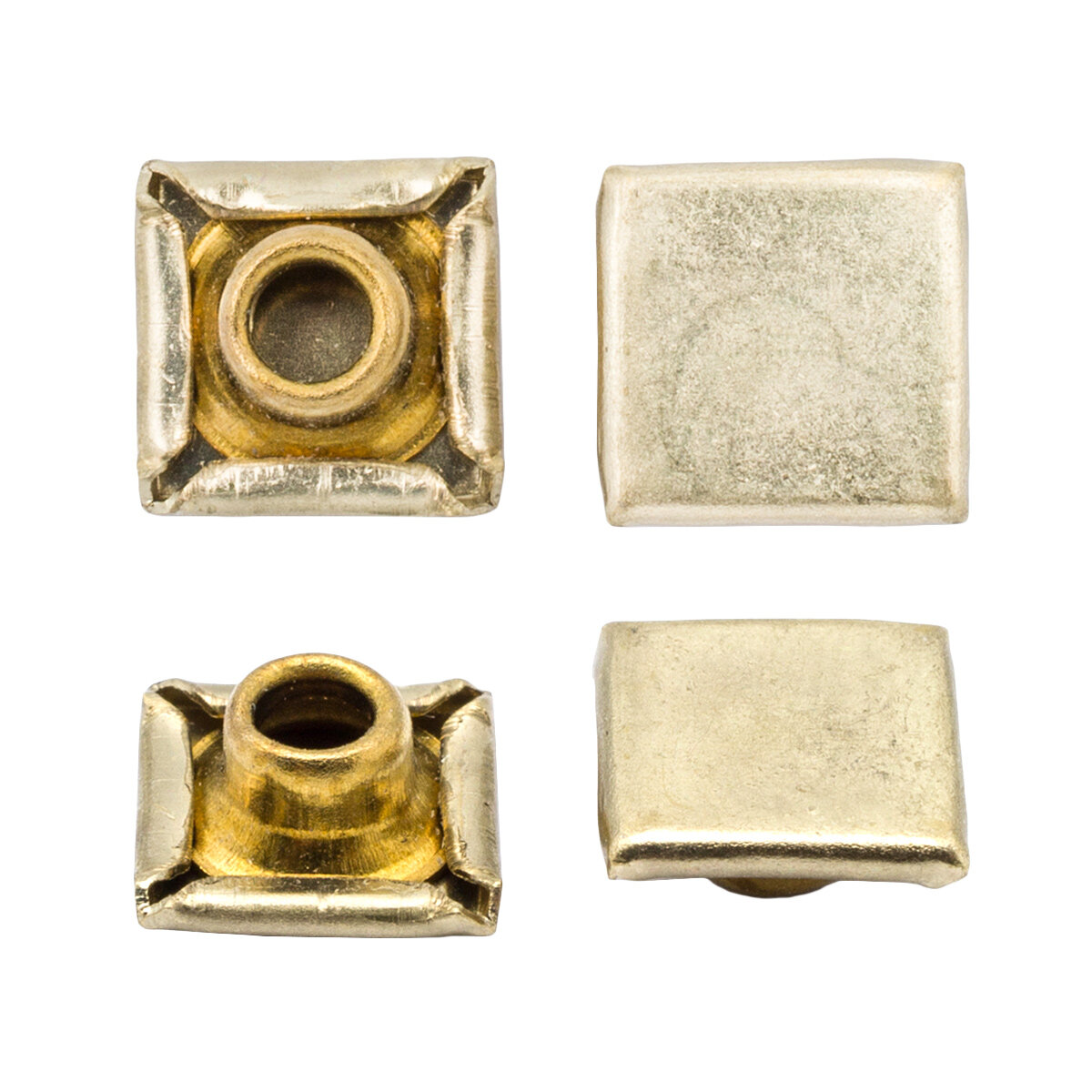 Хольнитены односторонние джинсовые 7*7 мм 'Квадрат', BIG, 53442, без гвоздика, металл (золото), 50 шт