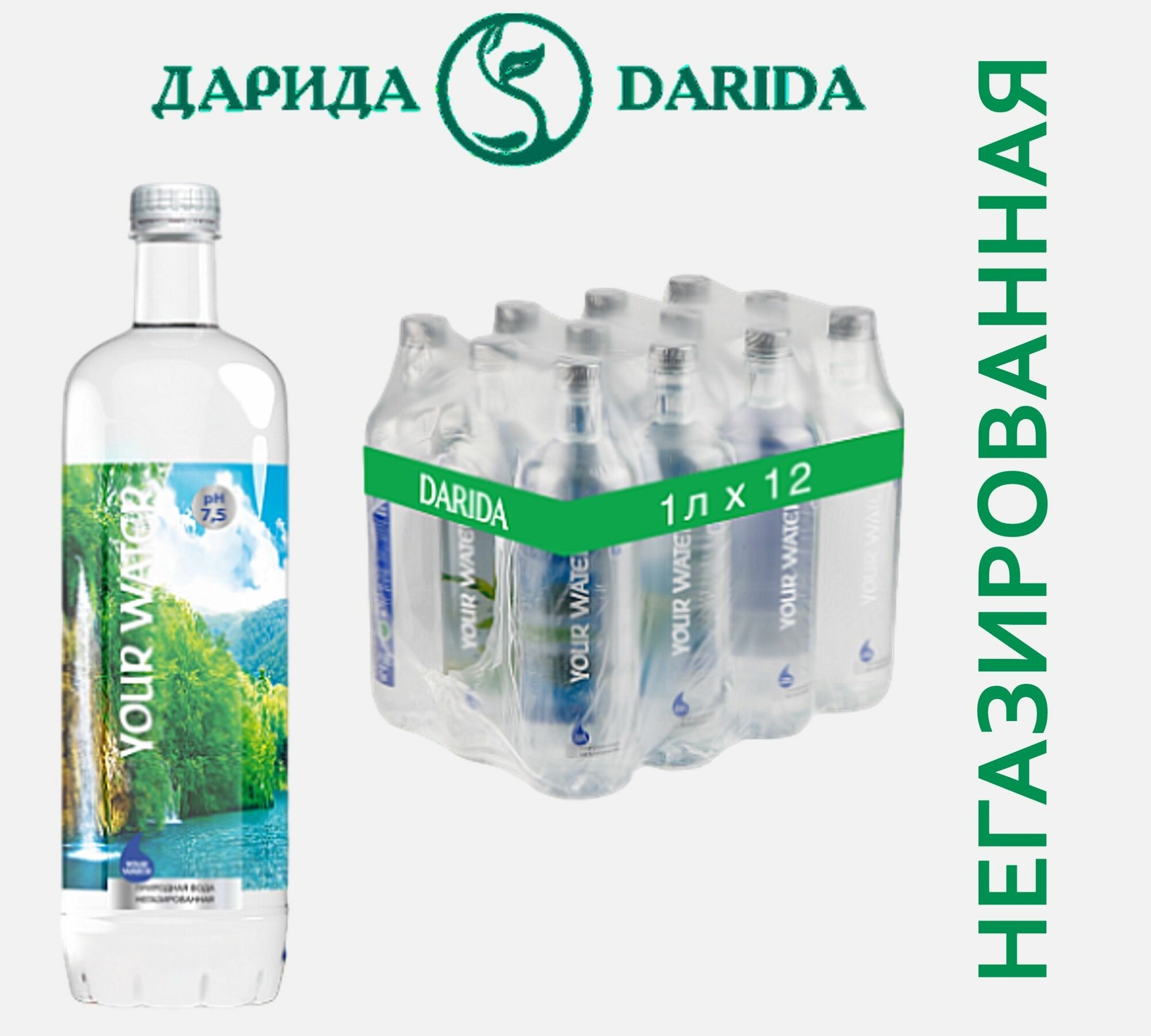 DARIDA (Дарида) вода питьевая природная Your Water 1,0 л х 12 бутылок, б/г, пэт