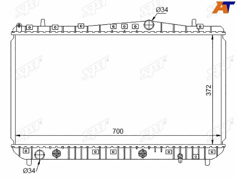 . SAT Радиатор охлаждения двигателя для Chevrolet Lacetti 04-13 , Tacuma 02-08 , Daewoo Gentra 13-15 , Nubira 99-03 , Ravon Gentra