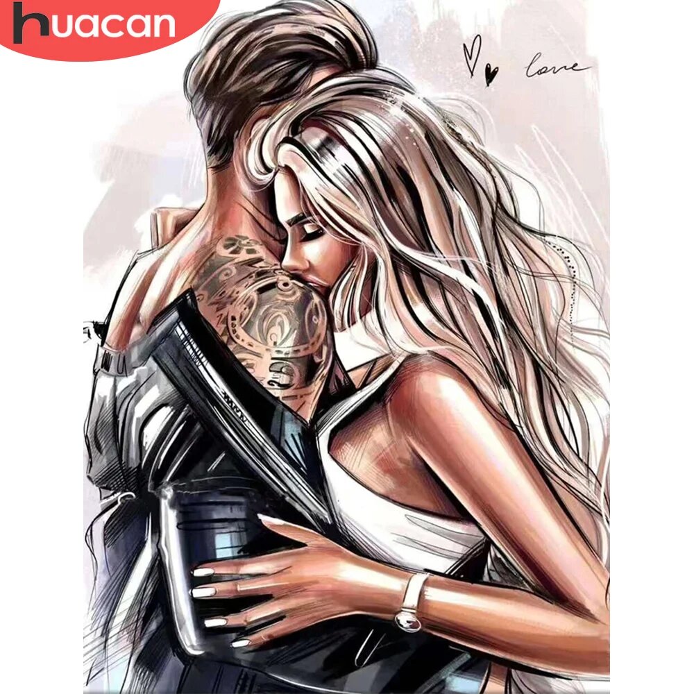 Хуакан Алмазная картина портреты влюбленных 5D Full Round 50X70cm