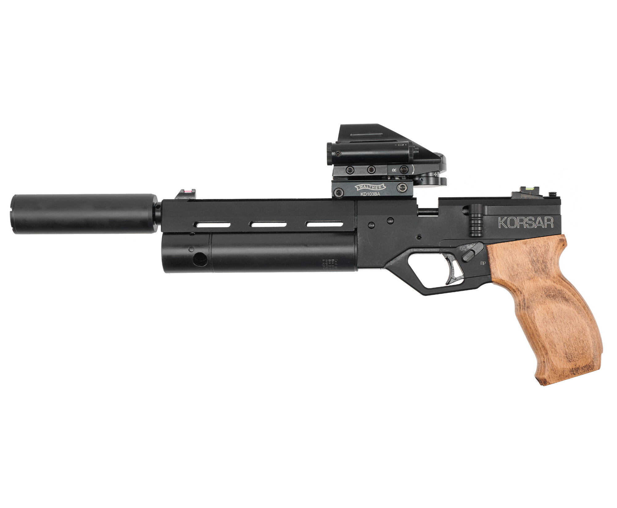 Пневматический пистолет KrugerGun Корсар 5.5 мм (d32, 180 мм, манометр, прямоток, дерево)