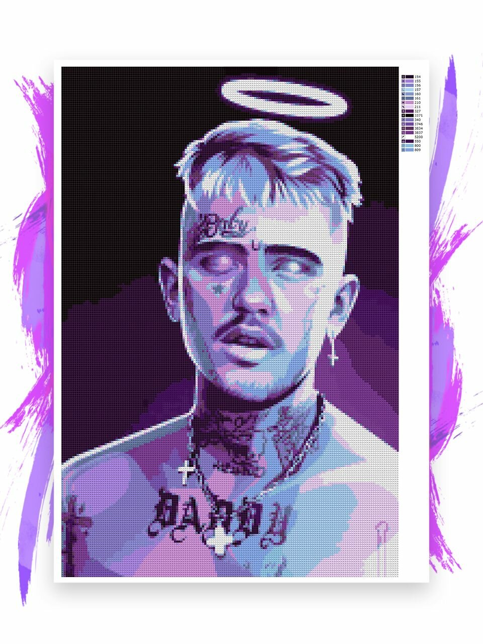 Алмазная мозаика без подрамника - вышивка Lil Peep 40 х 60 см