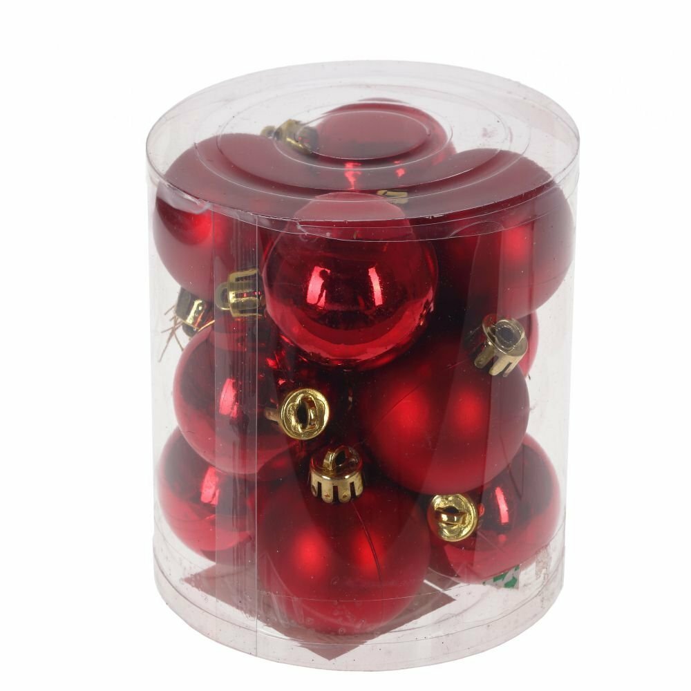 Новогоднее украшение Шар (набор из 12 шт) (красный), D 4см KSM-722888