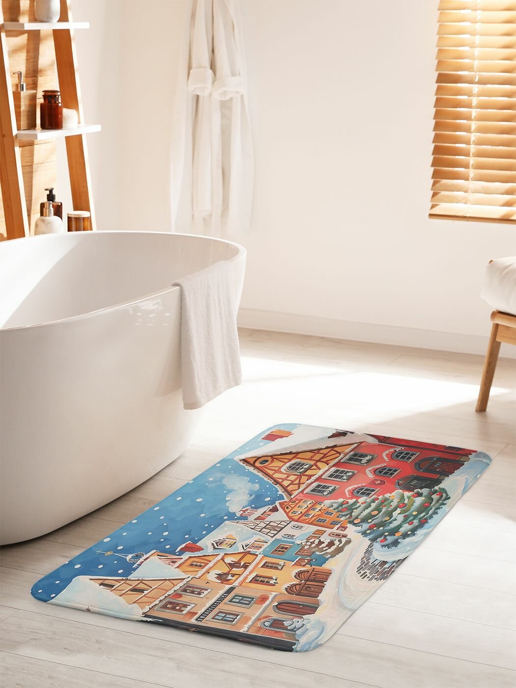 Коврик для ванной комнаты и туалета противоскользящий "Новогодняя елка" 60х100 см, JoyArty, серия Новый год