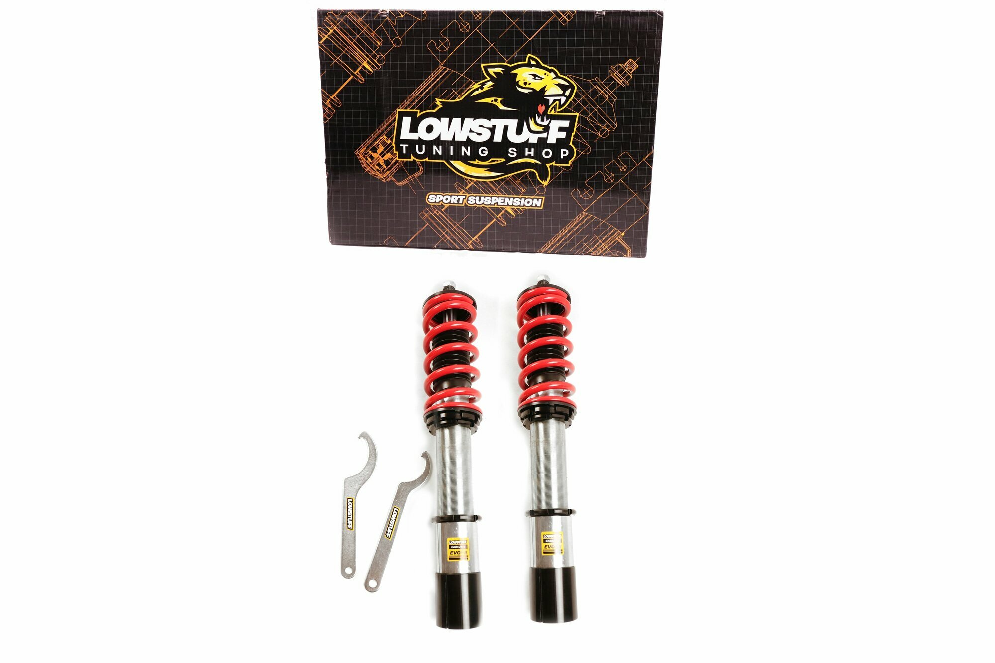 BMW E60 RWD пара передних винтовых стоек койловеров с регулировкой высоты и преднатяга LOWSTUFF EVO-II FSRLLSCSBM082x2