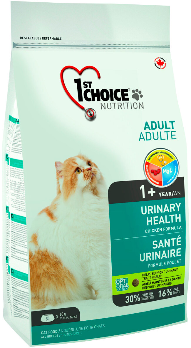 1ST CHOICE CAT ADULT URINARY HEALTH для взрослых кошек при мочекаменной болезни с курицей (1,8 + 1,8 кг)