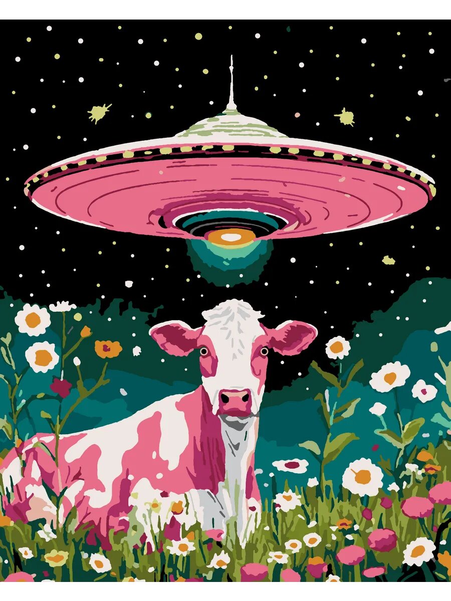 Картина по номерам НЛО и корова 40х50 см