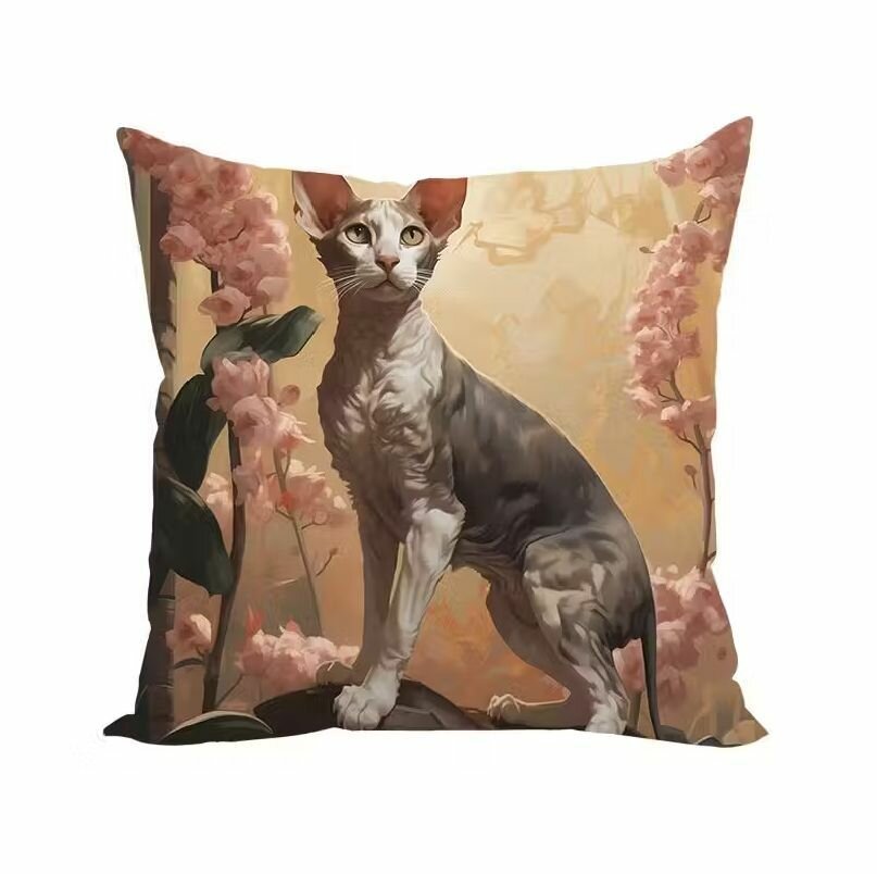 Чехол для подушки Кошка сфинкс Богема 40х40 велюр