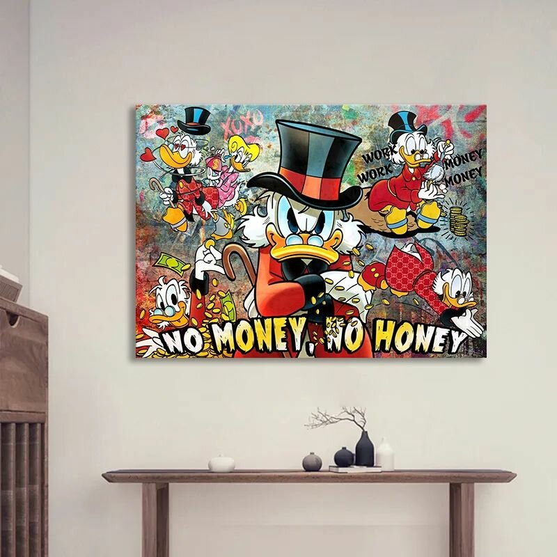 Картина "Дональд Дак и Скрудж МакДак" от ВсеКартиныТут, поп-арт на холсте, дерево, 40x60 см