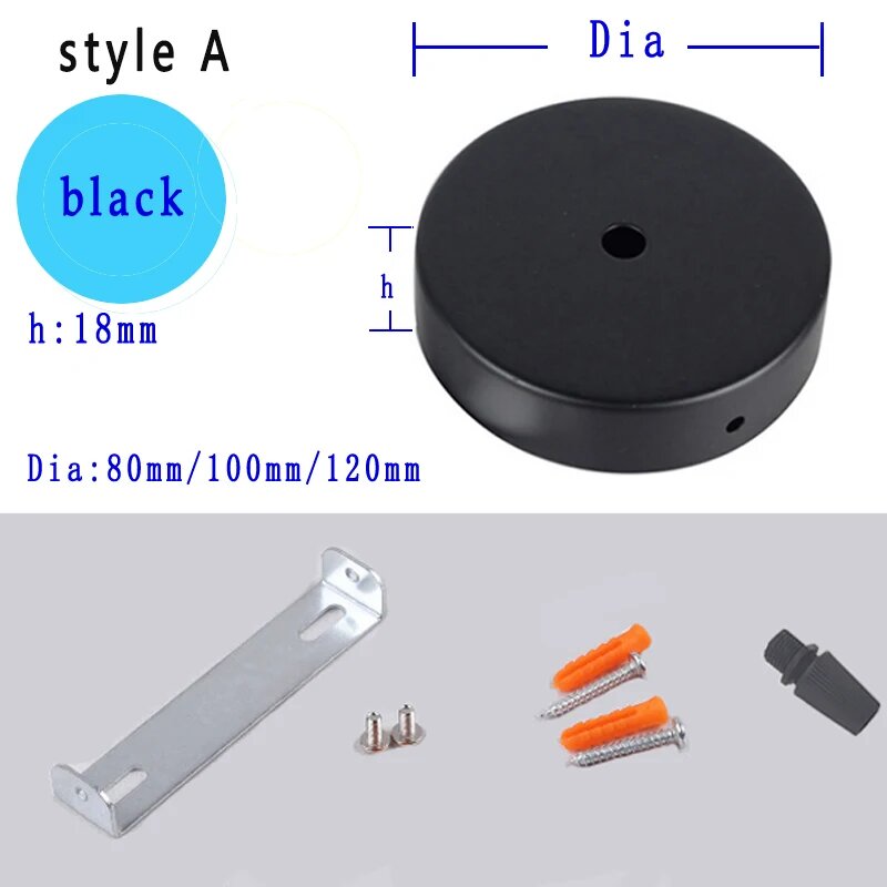 Потолочная пластина черная, style A, Dia 80mm