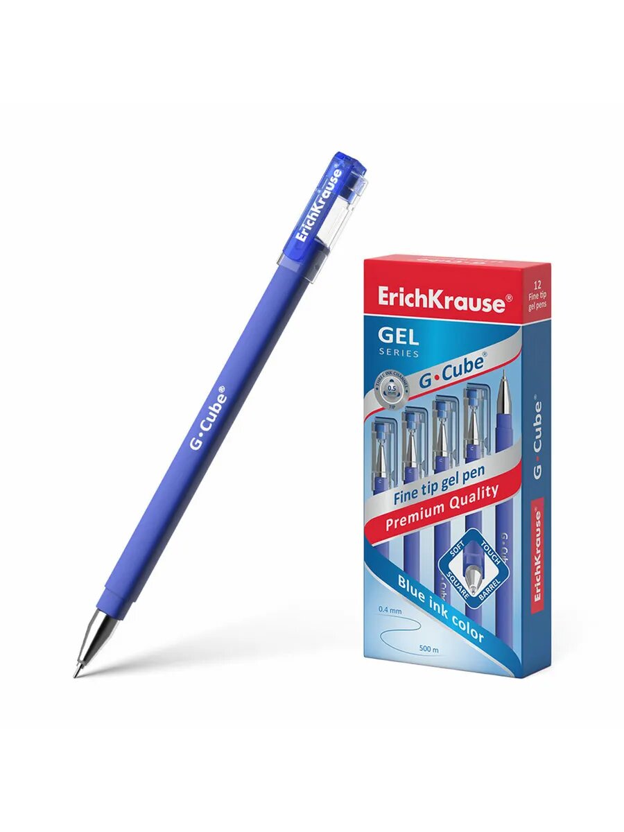 Ручка гелевая синяя игольчатый узел 0.5 мм