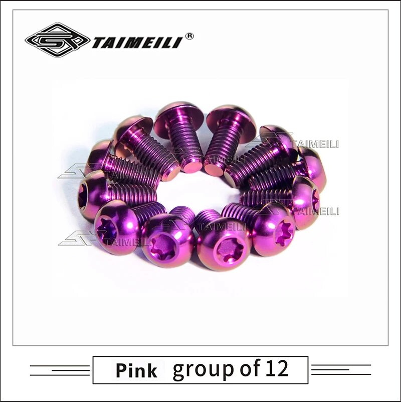 12 шт. титановые болты M5*10 мм TAIMEILI для тормозного диска велосипеда Pink