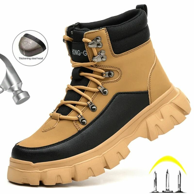 Мужская рабочая обувь Нескользящая противоударная защитная обувь