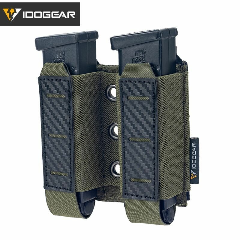 Подсумок IDOGEAR Тактический 9 mm с двойным держателем для карт из углеродного волокна Камуфляжная сумка MOLLE 3590