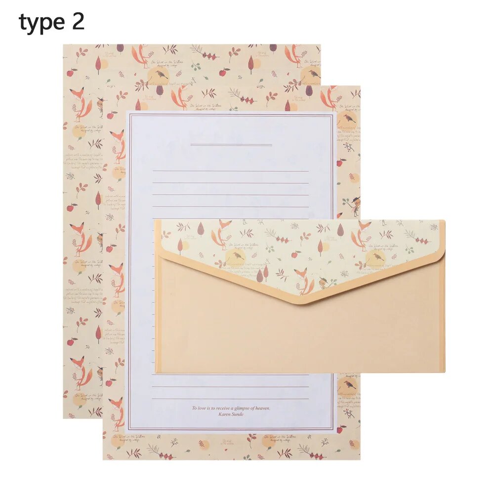 Бумага для письма с мультяшными животными 9 шт. Бежевый, 2