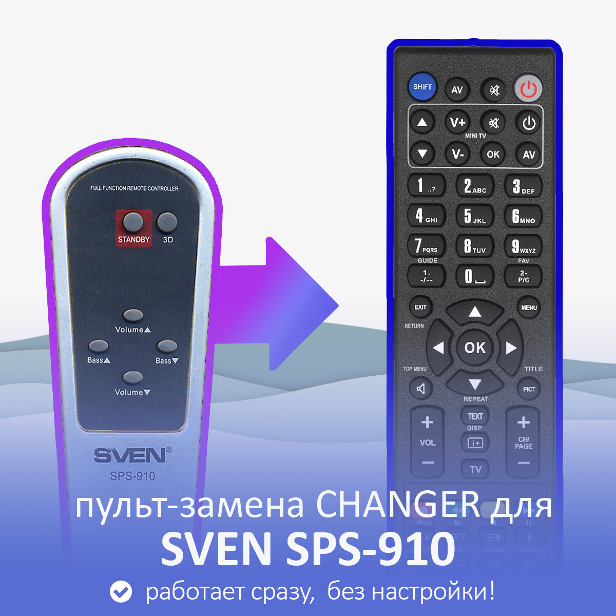 Пульт-замена для SVEN SPS-910