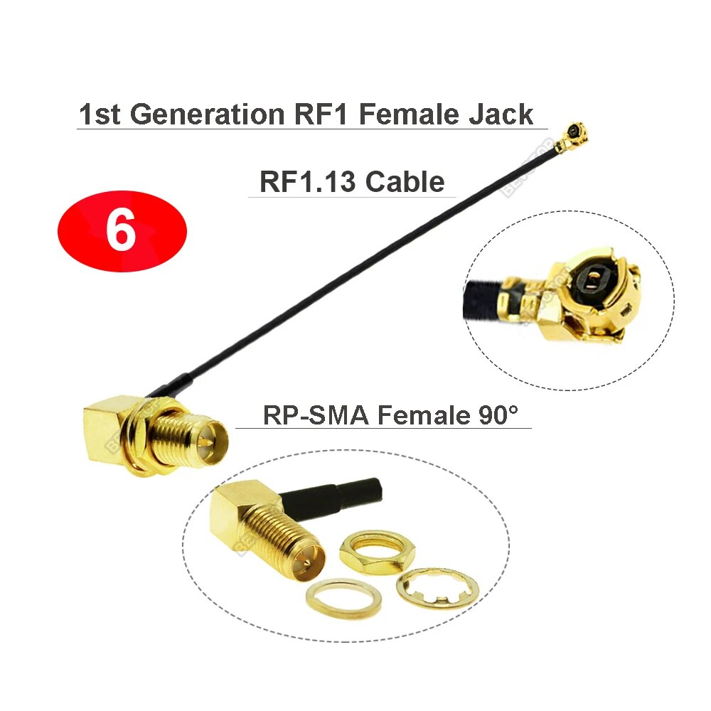 Кабель RF1.13 RPSMA F90 to RF1, 10CM