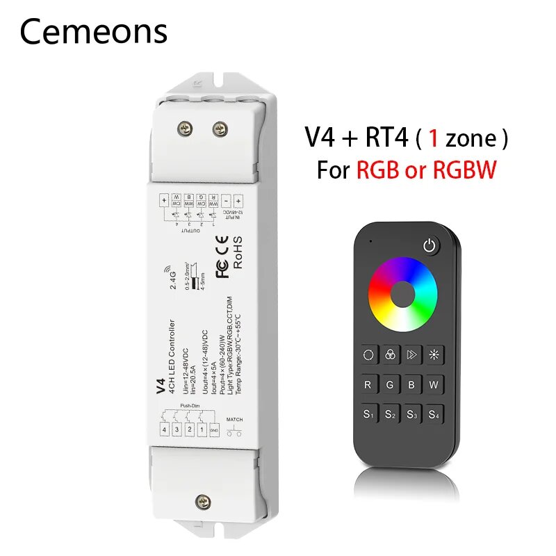 RGBW контроллер Cemeons V4 RT4 для RGB или RGBW